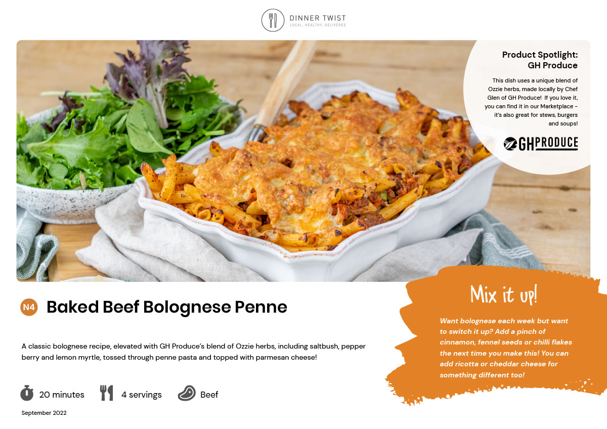 Baked Beef Bolognese Penne Dinner Twist